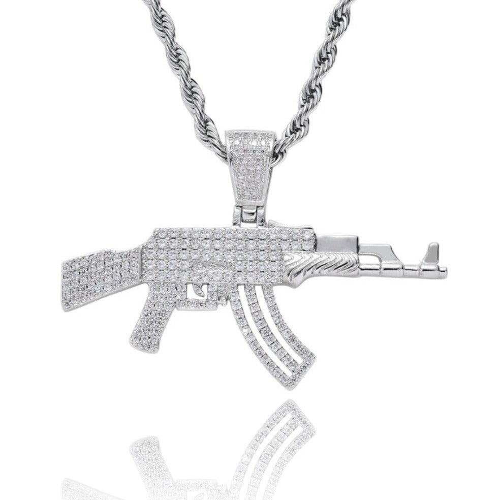 Iced Diamond AK-47 Rifle Gun Pendant - 1.5inch – Bling Proud ...