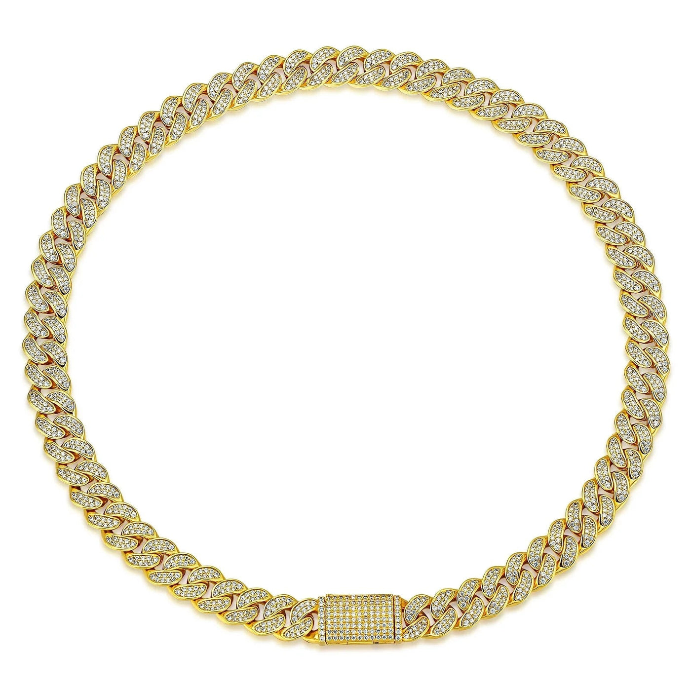 Iced Out Diamond Cuban Link Chain in 14K Gold - 12mm – Bling Proud ...