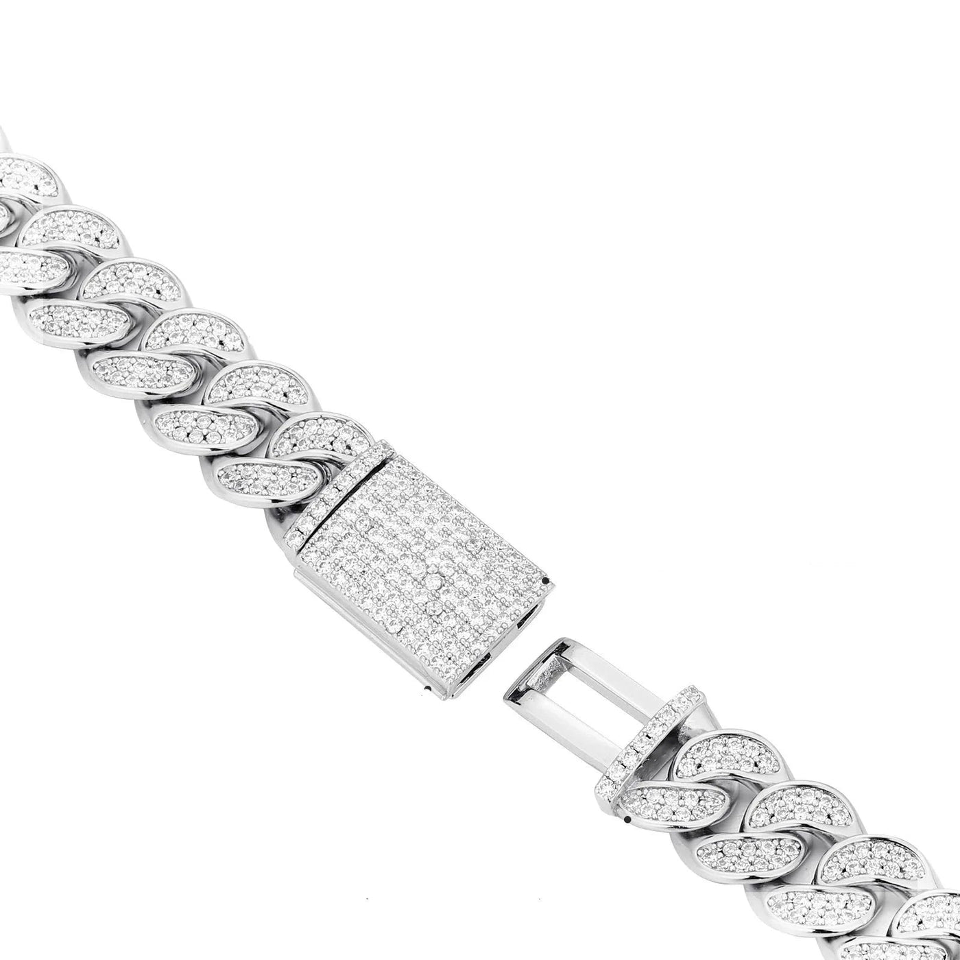 Iced Out Diamond Cuban Link Chain in White Gold - 12mm – Bling Proud ...